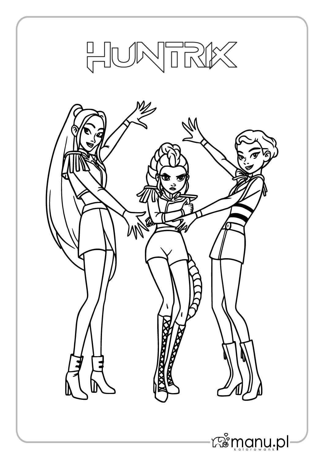 Kolorowanka Huntrix Trio K Pop Demon Hunters Do Druku PDF